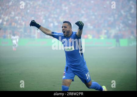 Oran. 23rd June, 2023. CR Belouizdad's Leonel Wamba (1st L) takes a ...