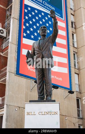a statue of U.S. President Bill Clinton erected in 2009 on a plinth in ...