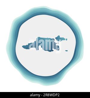 Jost Van Dyke Badge. Round logo of island with triangular mesh map and ...