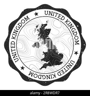 Ireland outdoor stamp. Round sticker with map of country with ...