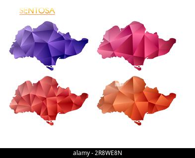 Low poly map of Sentosa. Geometric illustration of the island. Sentosa ...