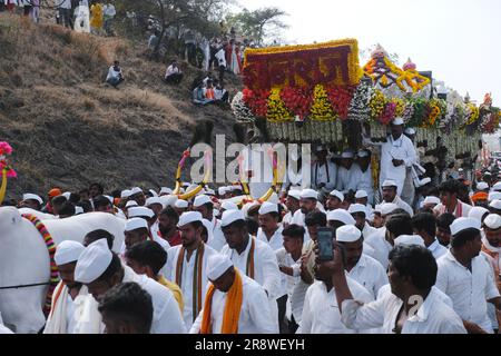 Pune, India 14 July 2023, cheerful Pilgrims at Palkhi, During ...