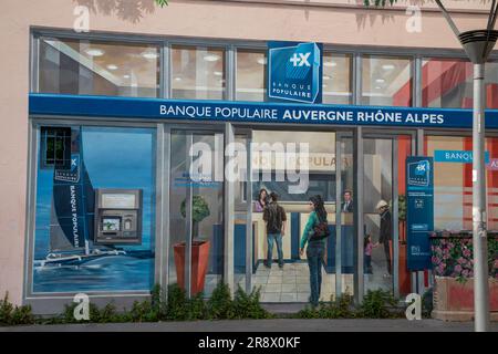 lyon, France - 06 16 2023 : Banque populaire auvergne rhone alpes sign ...