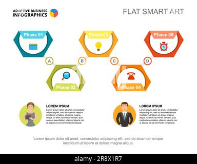 Five phases process chart template for presentation. Vector ...