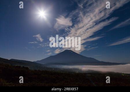 The full moon and Mount Fuji Stock Photo - Alamy