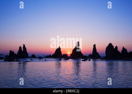 Hashigui rocks and the morning sun Stock Photo - Alamy