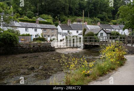 View of the fishing village of Helford in Cornwall, England and the ...