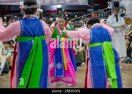 Gangneung, South Korea - June 21, 2023: Shamanistic ritual at the ...