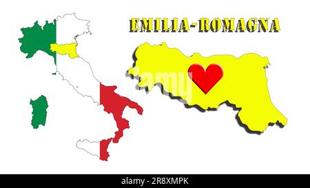 Emilia Romagna region flag, Italy waving banner collection. 3D ...