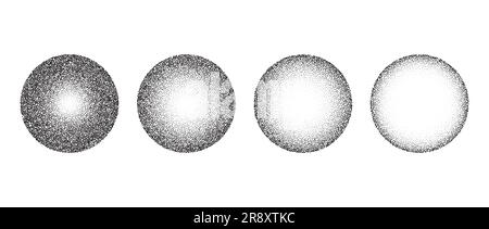Textured gradient spheres set. Dotted circles collection. Stippled ...