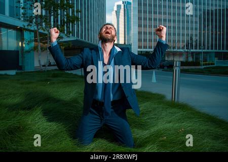 Desperate man crying during bad business. Angry businessman having bad ...