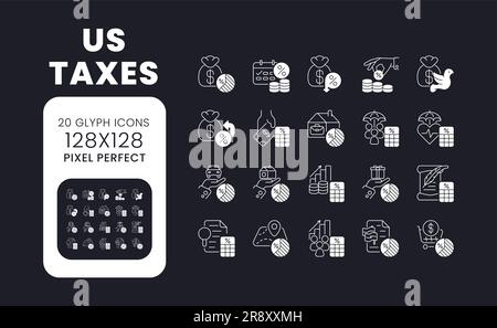 US taxes white solid desktop icons set Stock Vector Image & Art - Alamy