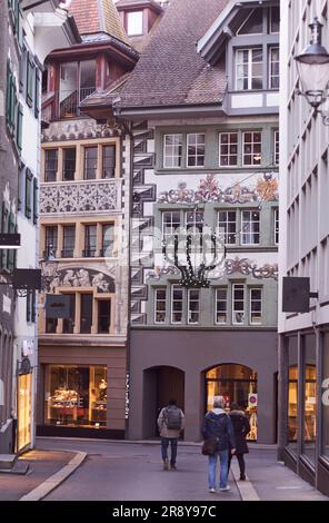 A shopping street in Lucerne Old Town Stock Photo - Alamy