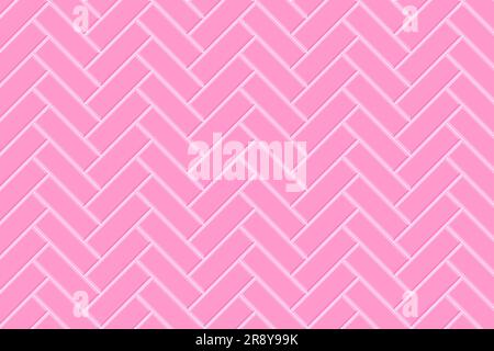 Herringbone or fishbone pink tile wall. Ceramic or stone brick ...