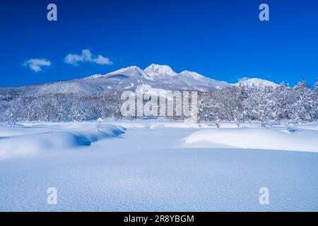 Imori Pond and Mt. Myoko in winter Stock Photo - Alamy