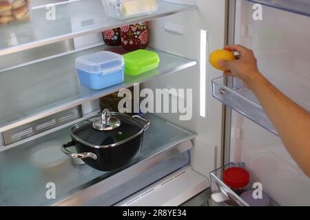 Empty refrigerator. Concept of poverty idea, food crisis, gluten ...