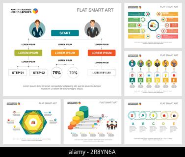 Colorful smart art charts set for presentation slide templates Stock ...