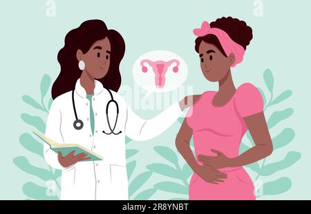 Uterine Fibroids symptoms, diagnostic and treatment. A young smiling ...