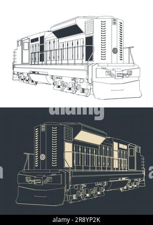 Stylized vector illustrations of a powerful diesel engine Stock Vector ...