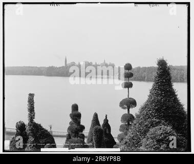 Lake Waban from Hunnewell's Gardens, Wellesley, c1900 Stock Photo - Alamy