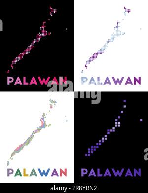 Palawan island map in Philippines. Simple outline. Vector hand drawn ...