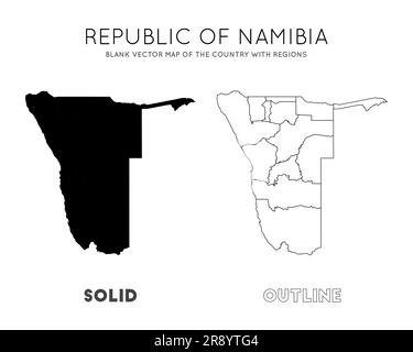 Namibia map. Blank vector map of the Country. Borders of Namibia for ...