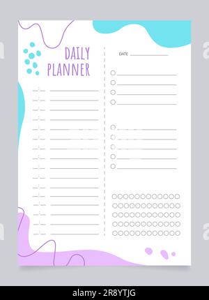 Daily planner worksheet design template Stock Vector Image & Art - Alamy