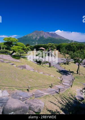 Iso Garden and Sakurajima Stock Photo - Alamy