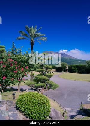 Iso Garden and Sakurajima Stock Photo - Alamy