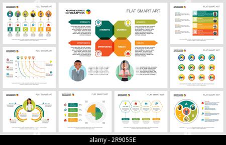 Colorful research and planning infographic charts set Stock Vector ...