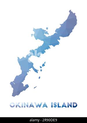 Polygonal map of Okinawa Island. Geometric illustration of the island ...