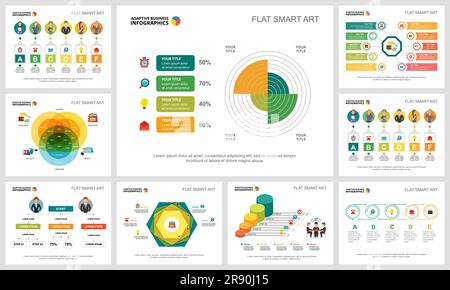 Colorful smart art charts set for presentation slide templates Stock ...