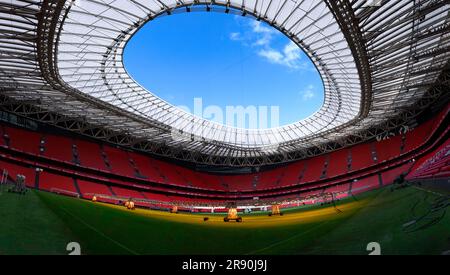 Panoramic view of San Mames, football stadium, home of Athletic club ...