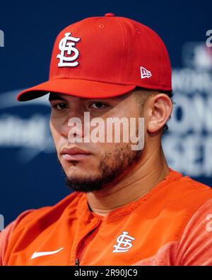St. Louis Cardinals' Willson Contreras doubles during the fourth inning ...