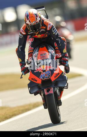 ASSEN – Jack Miller (ESP) on his KTM reacts after the second free ...