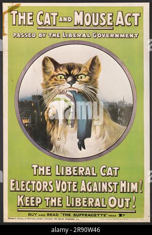 The Cat and Mouse Act suffragette poster 1914 Stock Photo - Alamy
