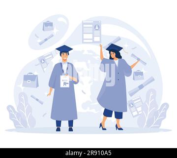 Getting an academic degree concept, Educational trajectory, exams and ...