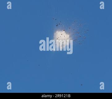 Clay target that has just been hit by a shotgun Stock Photo - Alamy
