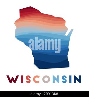 Wisconsin map. Geometric style us state outline with counties. Fair ...