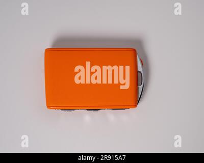 Modern wireless orange car ignition key on a white background. Wireless ...