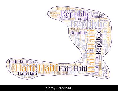 Haiti shape text cloud. Country border with shadow on white background ...