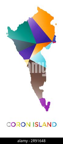 Coron Island low poly logo. Colorful gradient travel logo in geometric ...