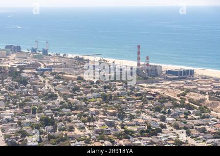 Aerial view of Hyperion Water Reclamation Plant and the beach Stock ...