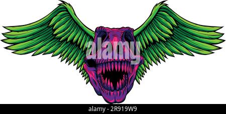 illustration of T-rex skull with wings Stock Vector Image & Art - Alamy