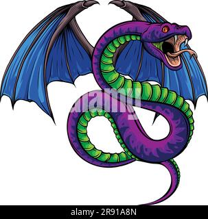 vector illustration of Winged Snake on white background Stock Vector ...