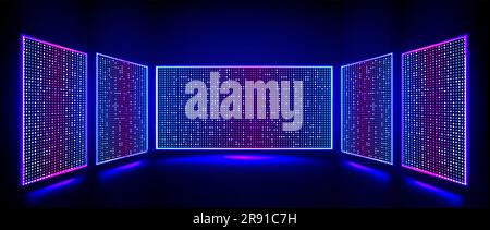 Led video walls, tv screens with light effect on stage. LCD video ...