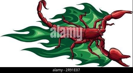 vector illustration of scorpion with flames design Stock Vector Image ...