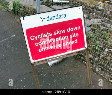 Slow Down Bike sign on pavement, Brisbane Powerhouse, New Farm ...