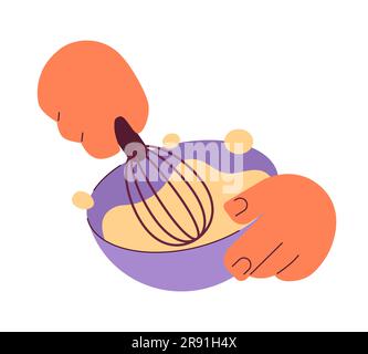 Hands hold dough cartoon icon. Baking preparation isolated on white ...