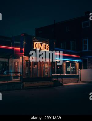 Broad Street Diner vintage sign at night, Philadelphia, Pennsylvania ...